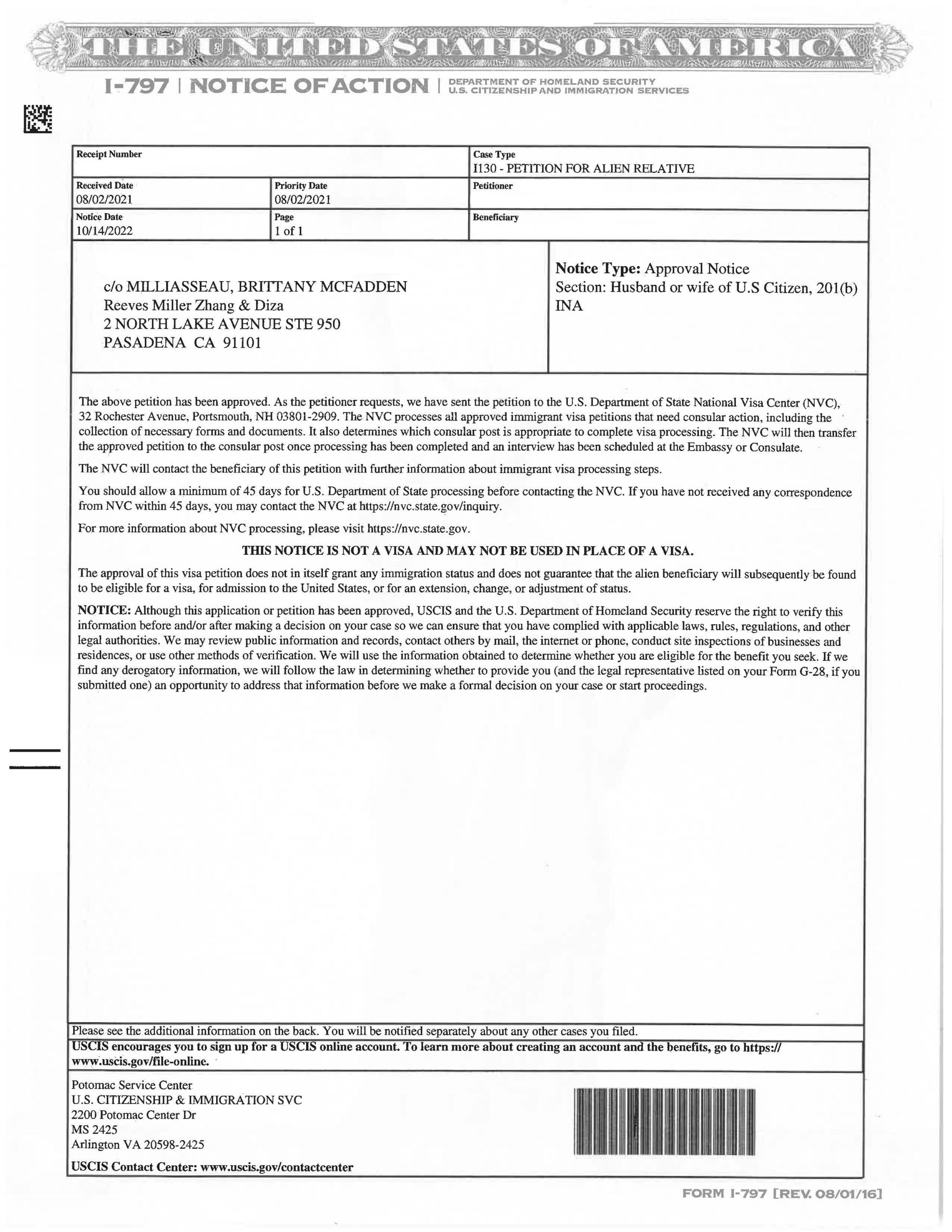 I-130 Petition – October 14, 2022 | Reeves