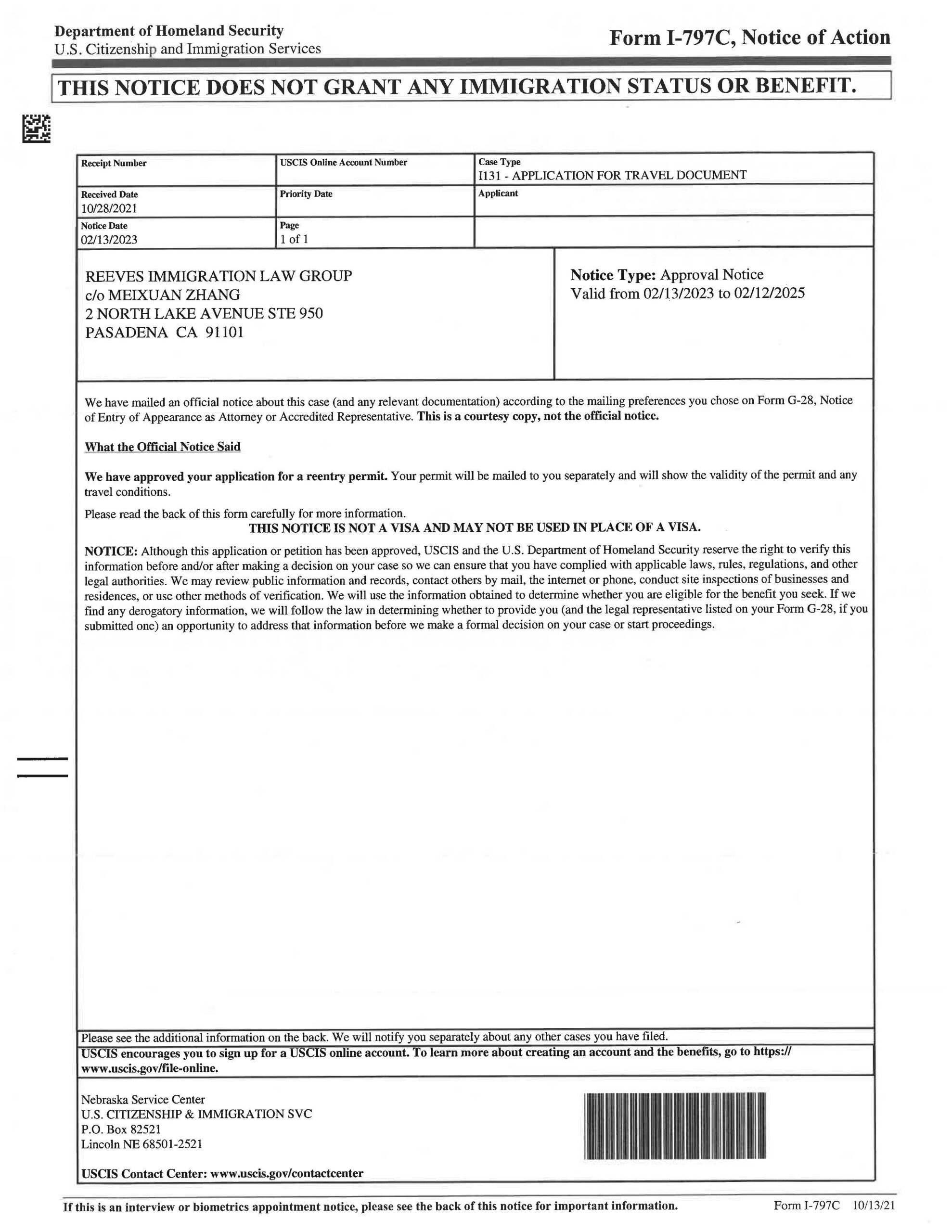 Travel Document – February 13, 2023 | Reeves